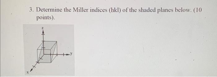 Solved 1. Determine the Miller indices ( hkl) of the shaded | Chegg.com
