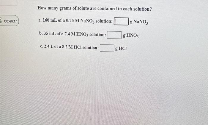 Solved How many grams of solute are contained in each | Chegg.com