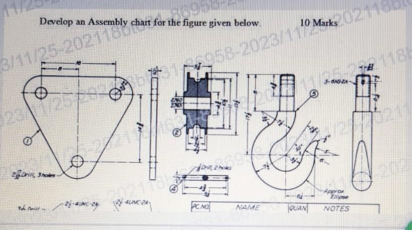 Develop an Assembly chart for the figure given below. | Chegg.com