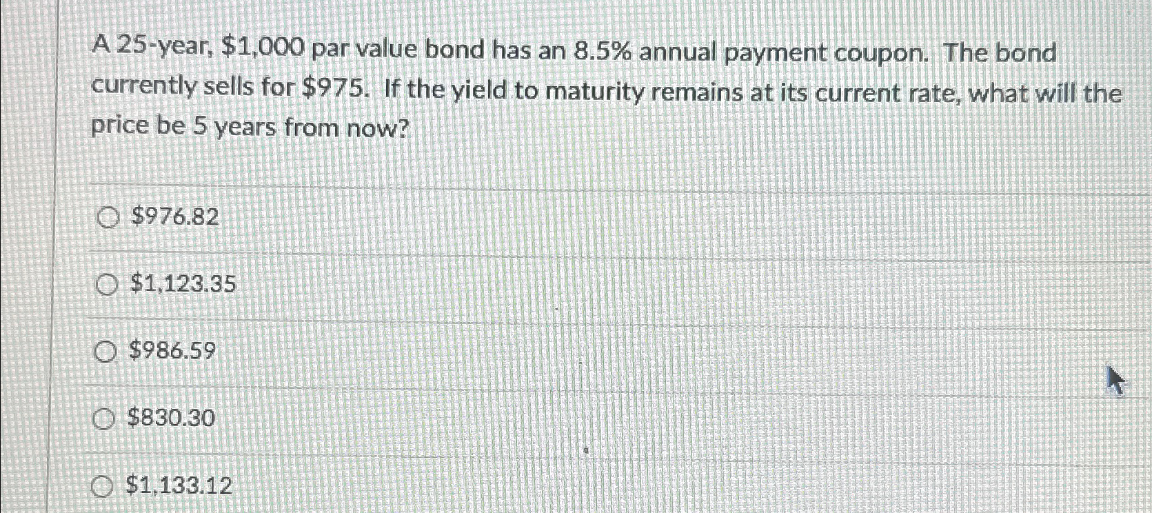 Solved A 25 -year, $1,000 ﻿par value bond has an 8.5% | Chegg.com