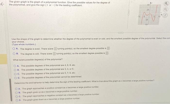 Solved The given graph is the graph of a polynomial | Chegg.com