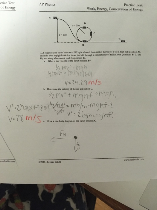 Solved ctice Test: of Energy AP Physics Practice Test: Work, | Chegg.com