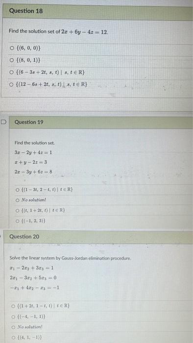 Solved Find the solution set of 2x+6y−4z=12. | Chegg.com