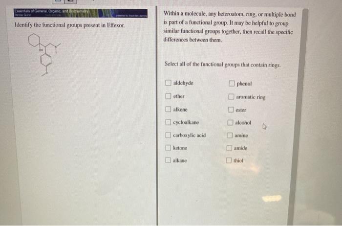 Solved Grer Organic and Identify the functional groups | Chegg.com