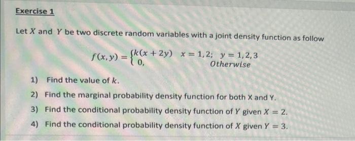 Solved Let X and Y be two discrete random variables with a | Chegg.com