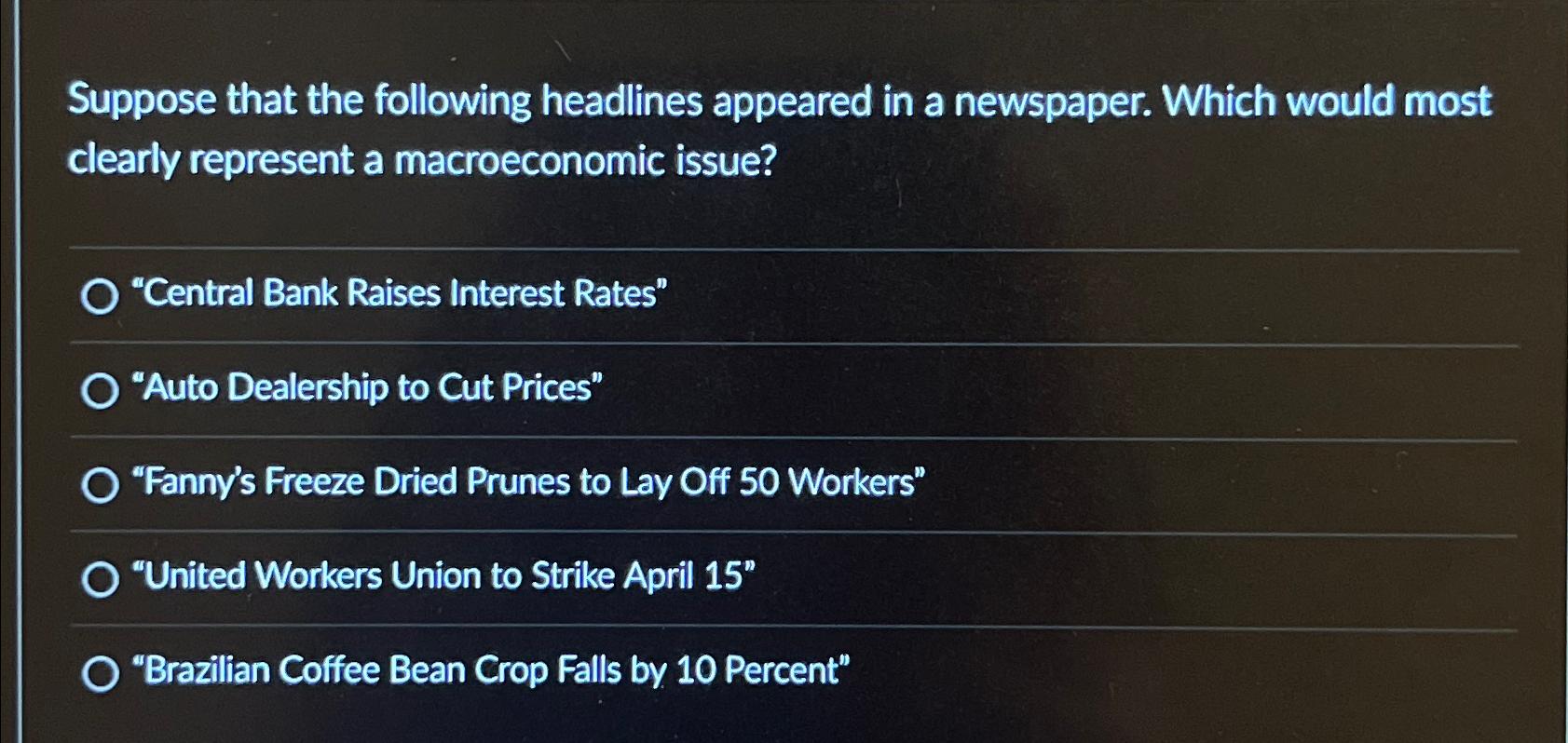 Solved Suppose that the following headlines appeared in a | Chegg.com Solved Suppose that the following headlines appeared in a | Chegg.com