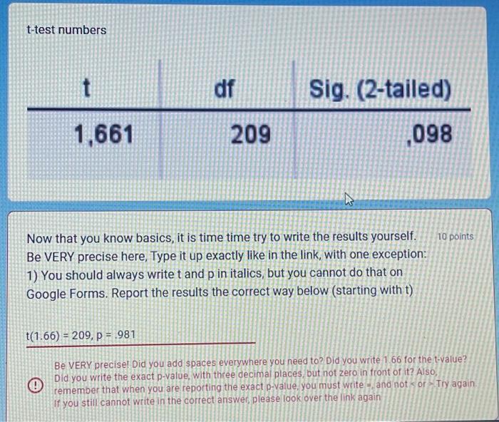 Solved t-test numbers Now that you know basics, it is time | Chegg.com