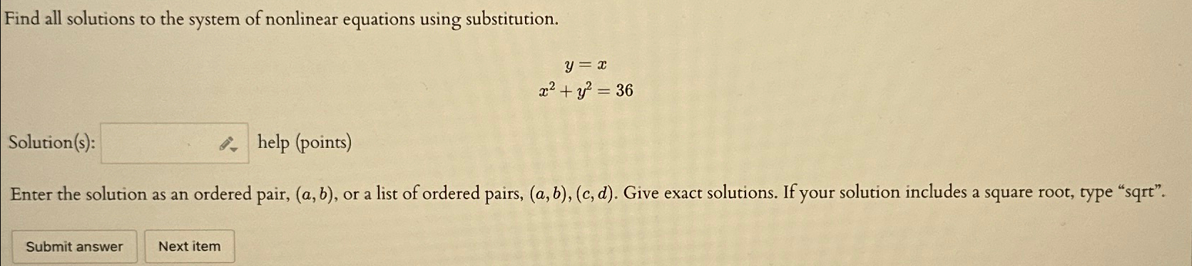 Solved Find all solutions to the system of nonlinear | Chegg.com