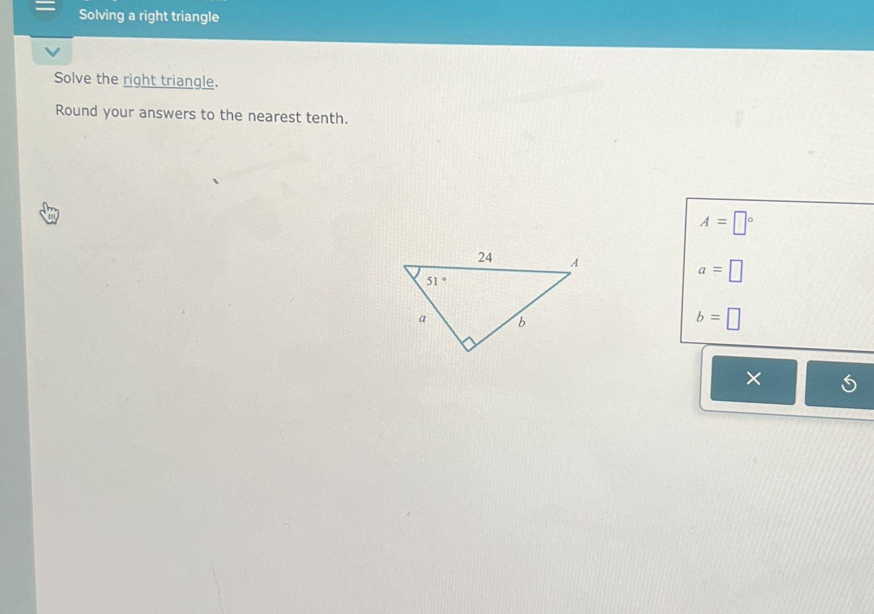 Solved Solving a right triangleSolve the right | Chegg.com