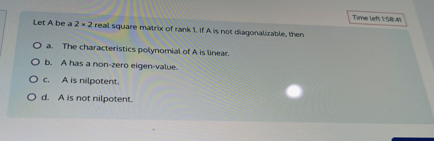 Solved Let A ﻿be a 2×2 ﻿real square matrix of rank 1 . ﻿If A | Chegg.com