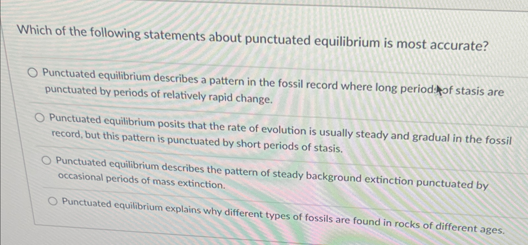 Solved Which of the following statements about punctuated | Chegg.com