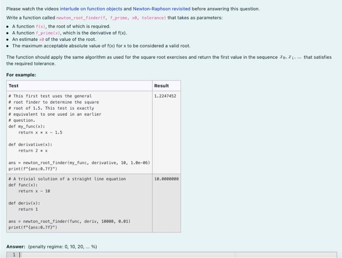 Solved a The Newton-Raphson Method Be sure to watch the | Chegg.com