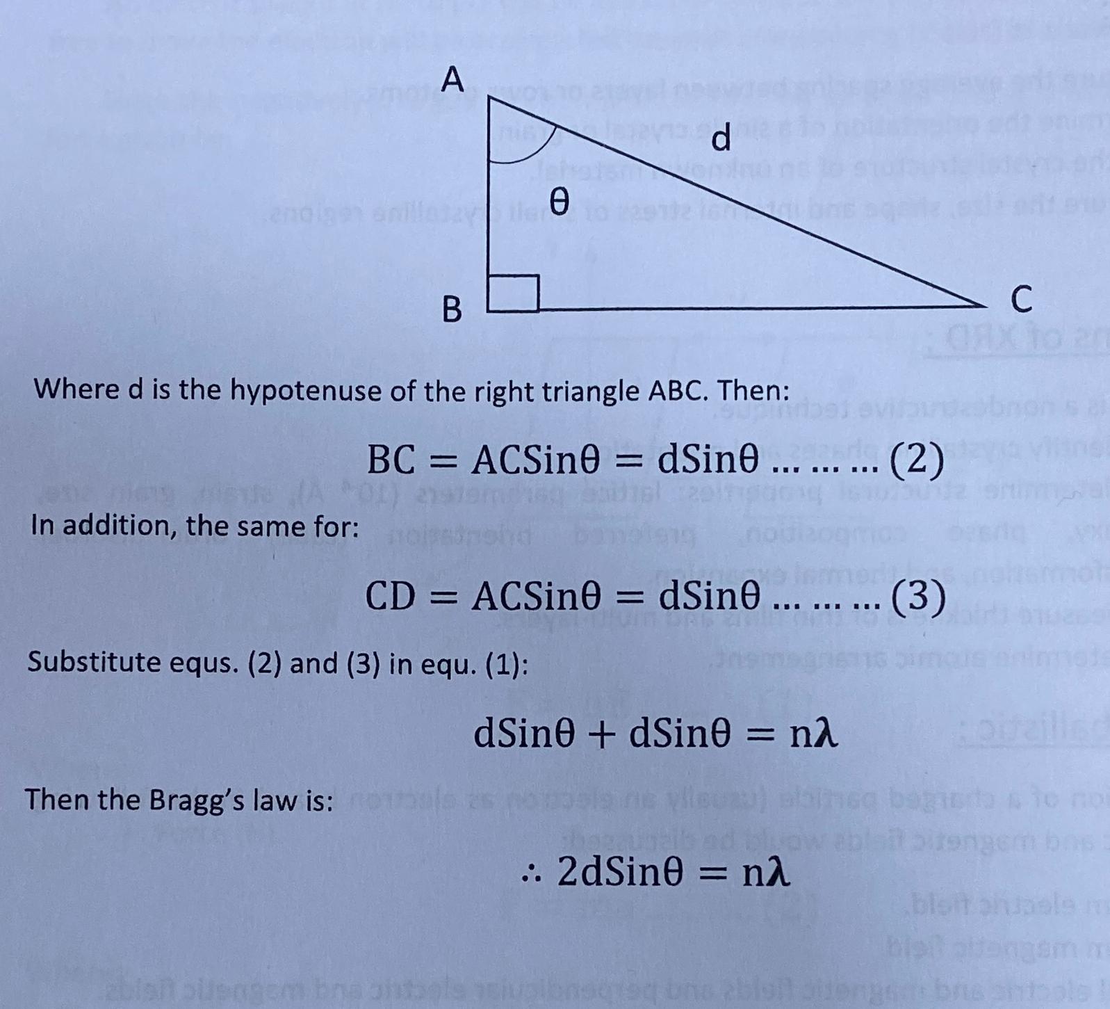 Where d ﻿is the hypotenuse of the right triangle ABC. | Chegg.com