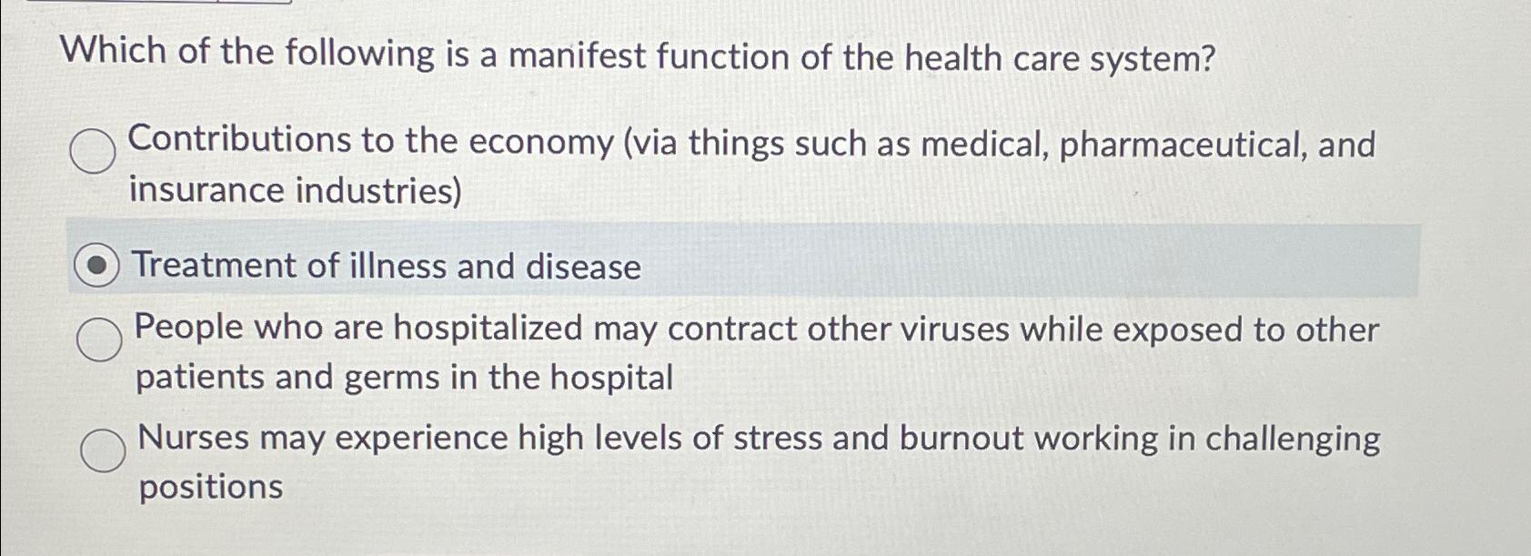 Solved Which of the following is a manifest function of the | Chegg.com