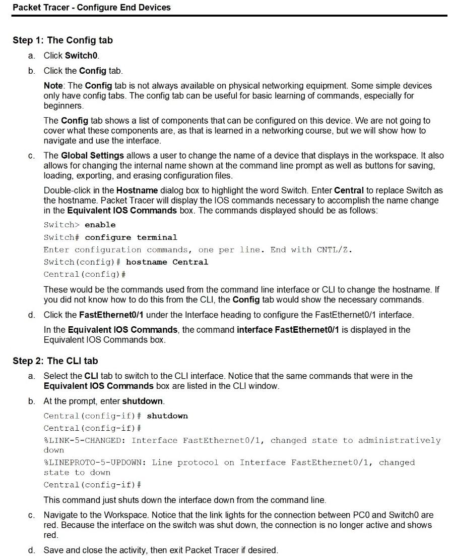 Solved Packet Tracer - Configure End Devices Objectives • | Chegg.com
