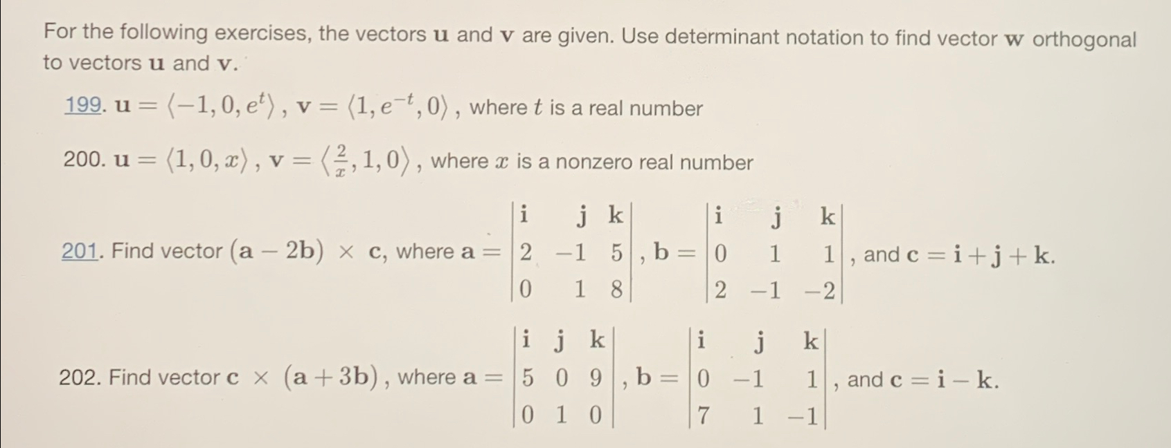 Solved For the following exercises, the vectors u ﻿and v | Chegg.com