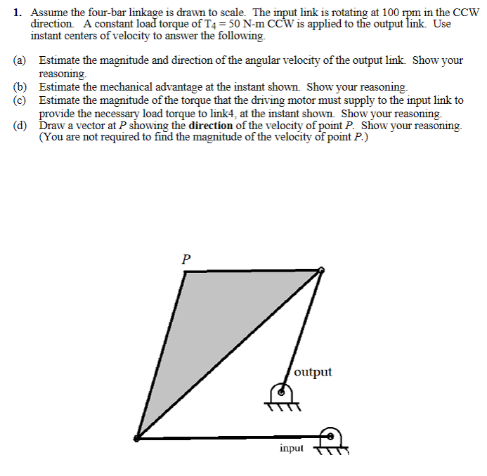 1. ﻿Assume the four-bar linkage is drawn to scale. | Chegg.com