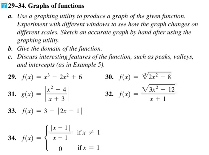 Solved T 29–34. Graphs of functions a. Use a graphing | Chegg.com