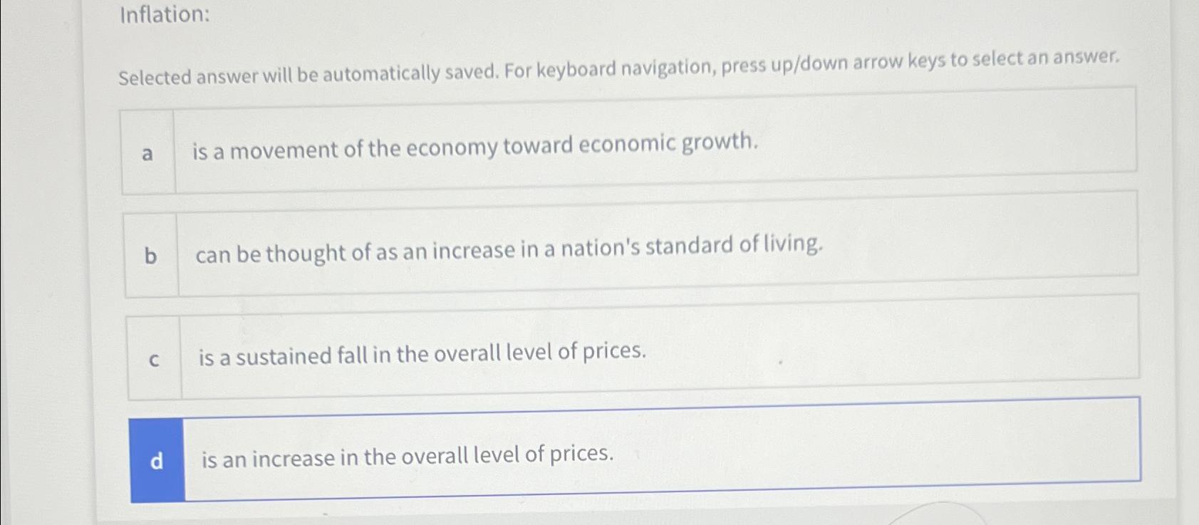 Solved Inflation:Selected answer will be automatically | Chegg.com