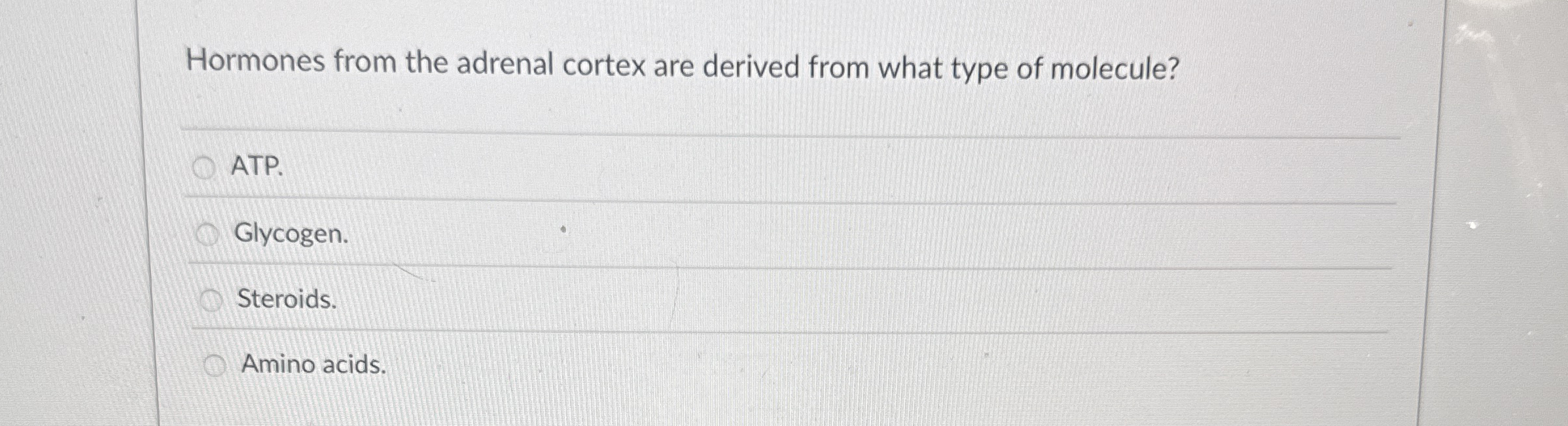 Solved Hormones from the adrenal cortex are derived from | Chegg.com
