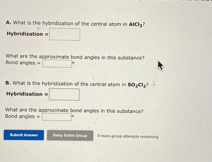 Solved A. What is the hybridization of the central atom in | Chegg.com