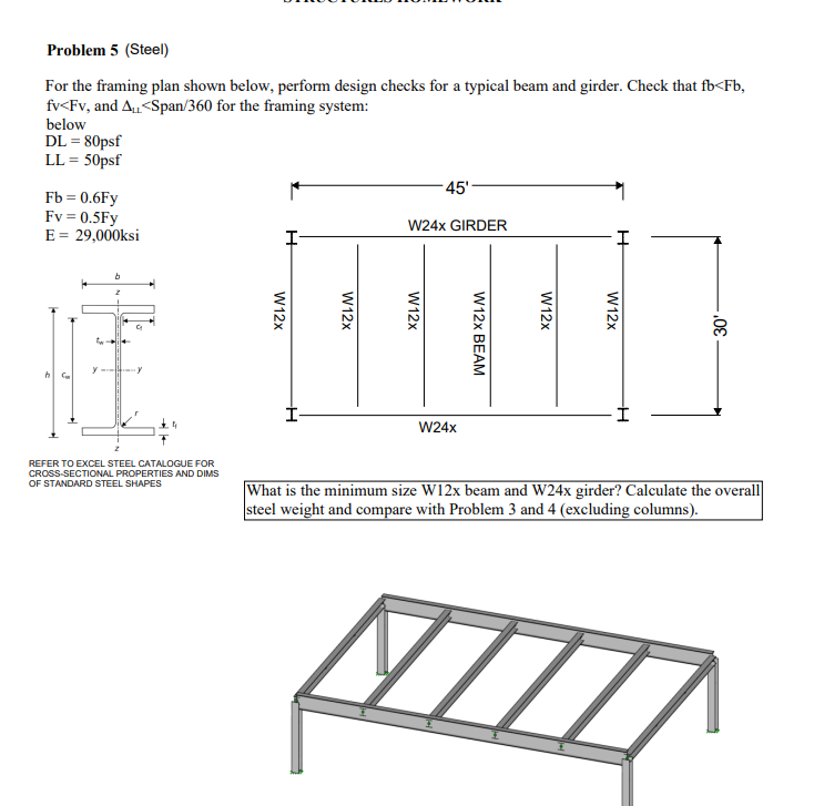 Solved Problem 3 (Steel)For the framing plan shown below, | Chegg.com