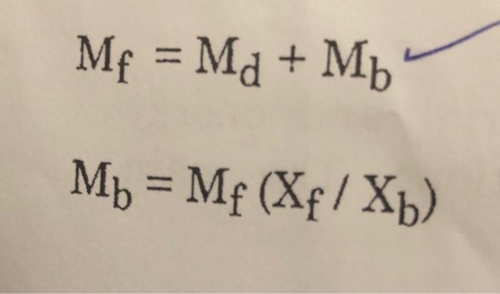 Solved Me = Md + M) Mb = Mf (Xf/ Xb) | Chegg.com