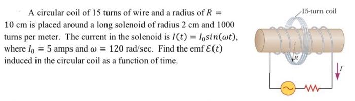 Solved 15-turn coil A circular coil of 15 turns of wire and | Chegg.com
