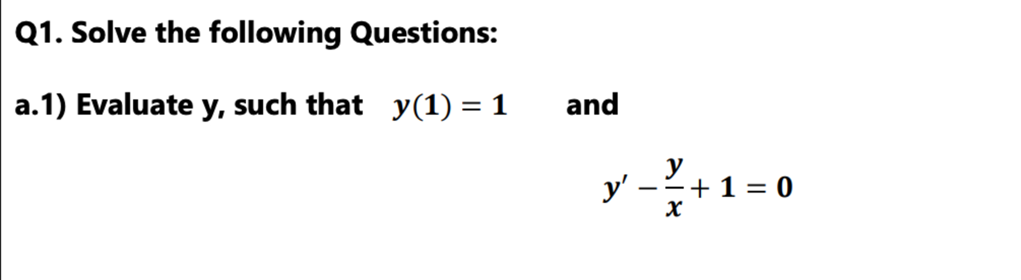 Solved Q1. ﻿Solve the following Questions:a.1y, ﻿such that | Chegg.com