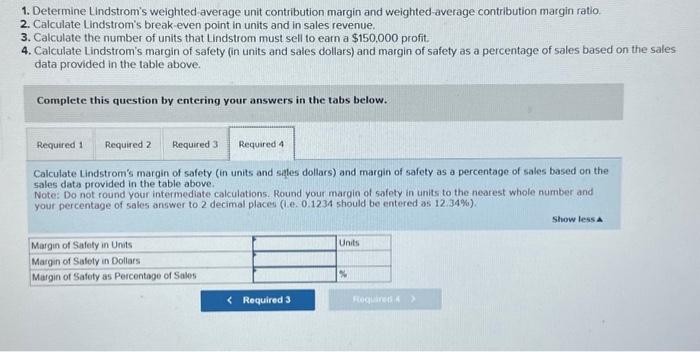 Solved 1. Determine Lindstrom's weighted-average unit | Chegg.com