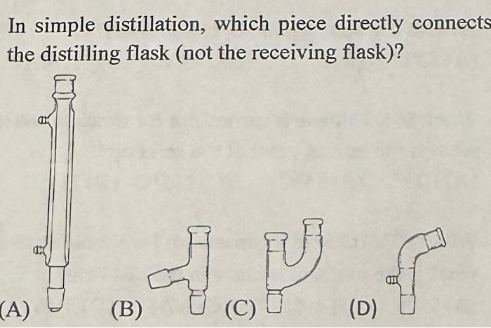 Solved In simple distillation, which piece directly connects | Chegg.com