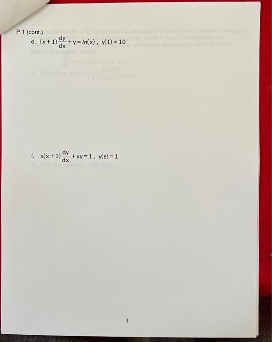 Solved (x+1)dxdy+y=ln(x),y(1)=10 x(x+1)dxdy+xy=1,y(e)=1 | Chegg.com
