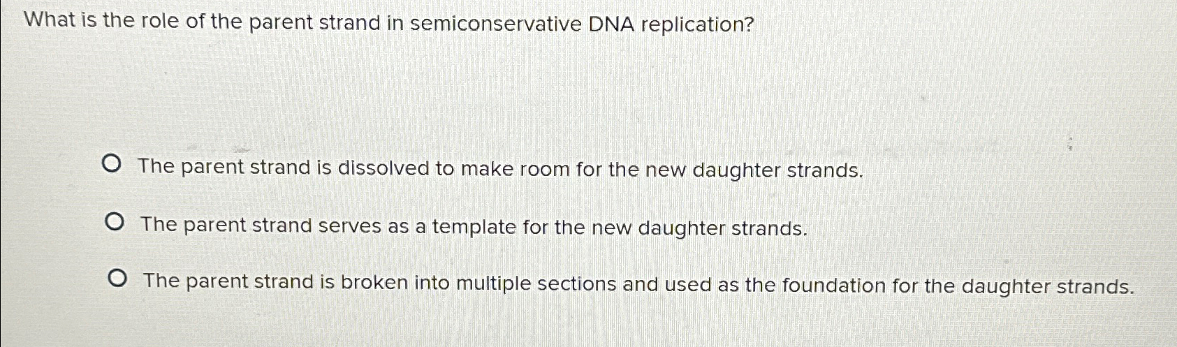 Solved What is the role of the parent strand in | Chegg.com