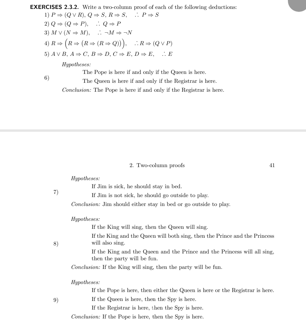 Solved Exercises 2 3 2 Write A Two Column Proof Of Each Of