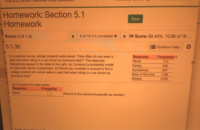 Solved Homework Section 5 1 Homework Save Score 0 Of 1 Pt