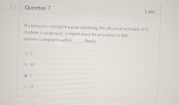 Solved Question 71 ﻿ptsIf a behavior emergency plan | Chegg.com