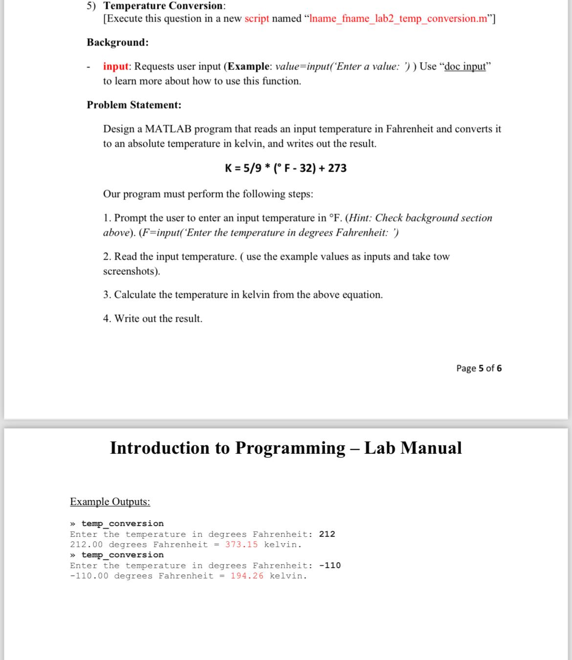 Solved Temperature Conversion:[Execute this question in a | Chegg.com