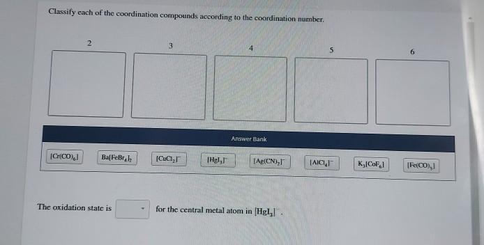 Solved Classify each of the coordination compounds according | Chegg.com