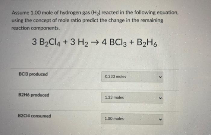 Solved Assume 1.00 mole of hydrogen gas (H2) reacted in the | Chegg.com