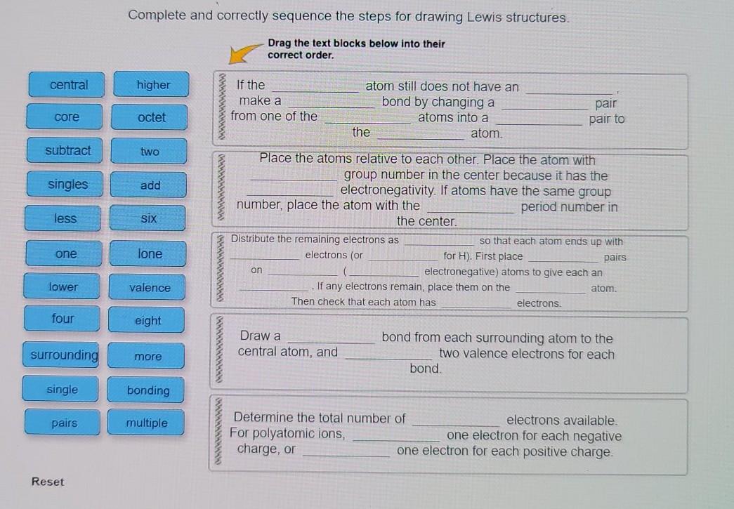 Solved Complete and correctly sequence the steps for drawing | Chegg.com