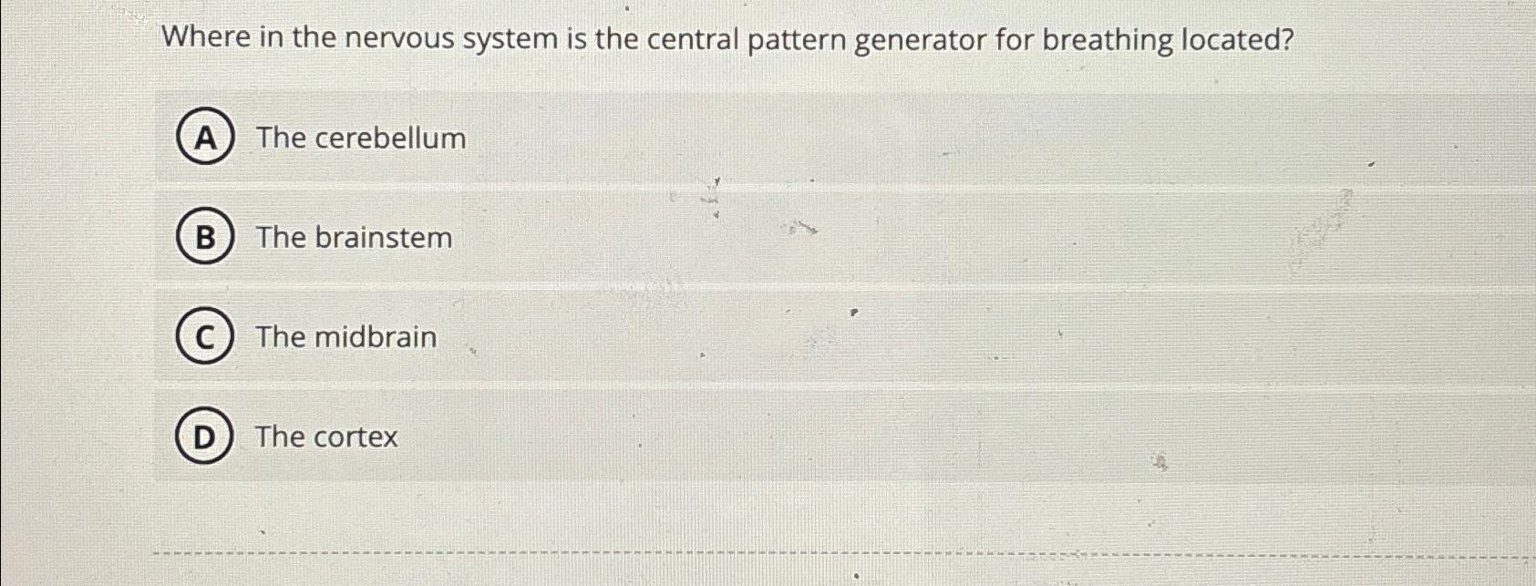 Solved Where in the nervous system is the central pattern | Chegg.com