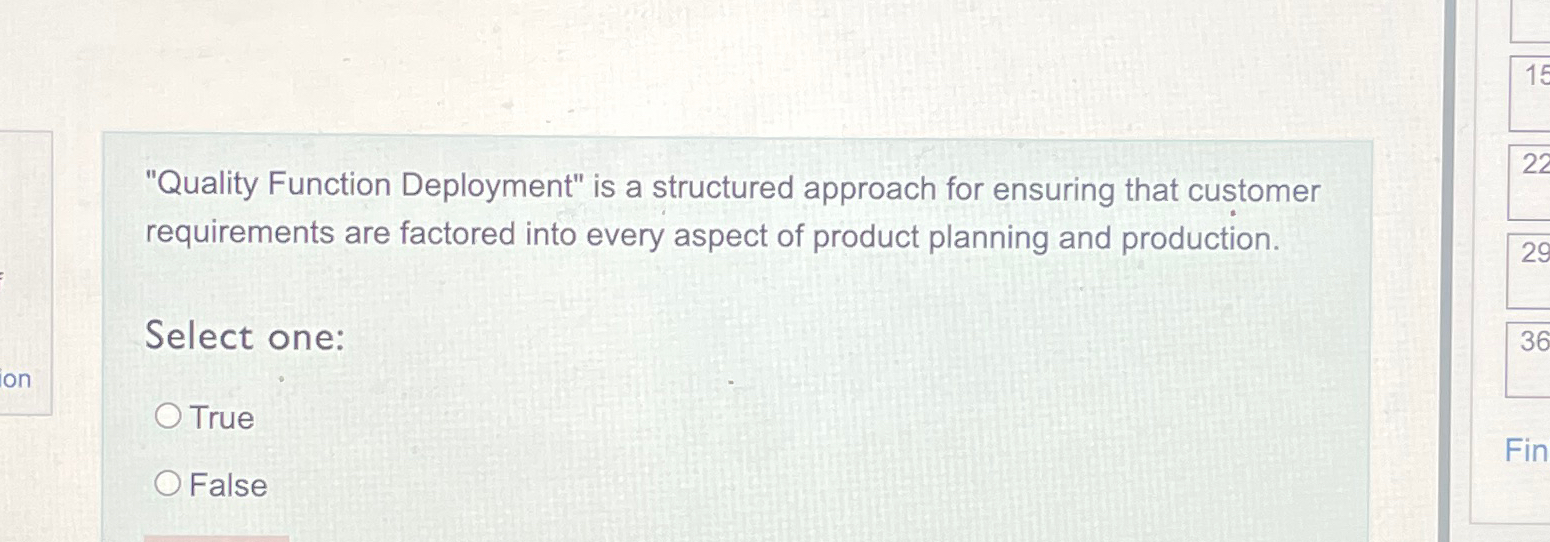 Solved "Quality Function Deployment" is a structured | Chegg.com