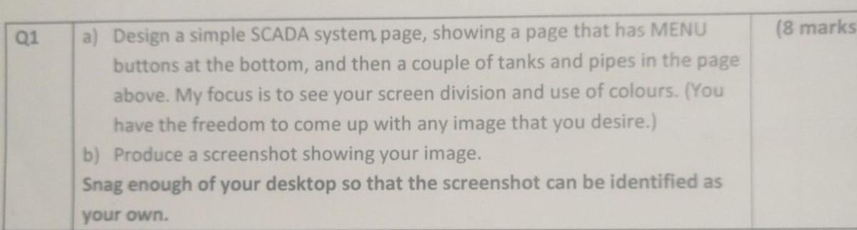 Solved a) Design a simple SCADA system page, showing a page | Chegg.com