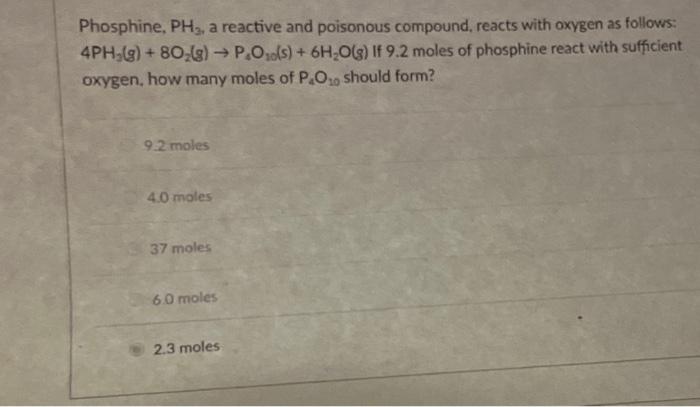 Solved Phosphine, PH3, a reactive and poisonous compound, | Chegg.com
