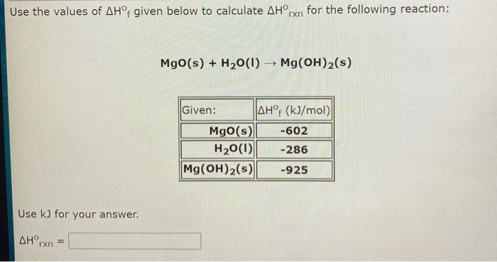 Solved Use the values of AH°F given below to calculate | Chegg.com