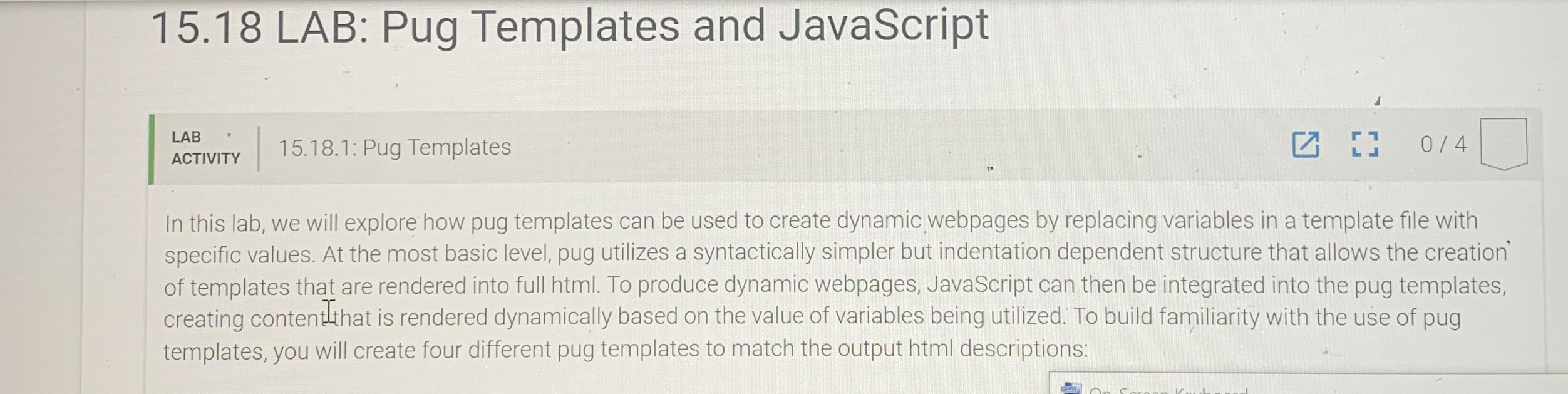 15.18 ﻿LAB: Pug Templates and | Chegg.com