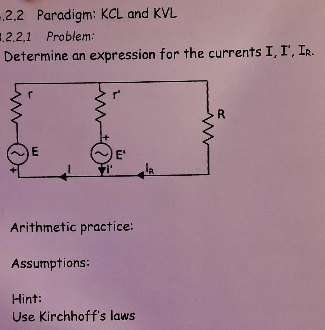 Solved .2.2 Paradigm: KCL and KVL 2.2.1 Problem: Determine | Chegg.com