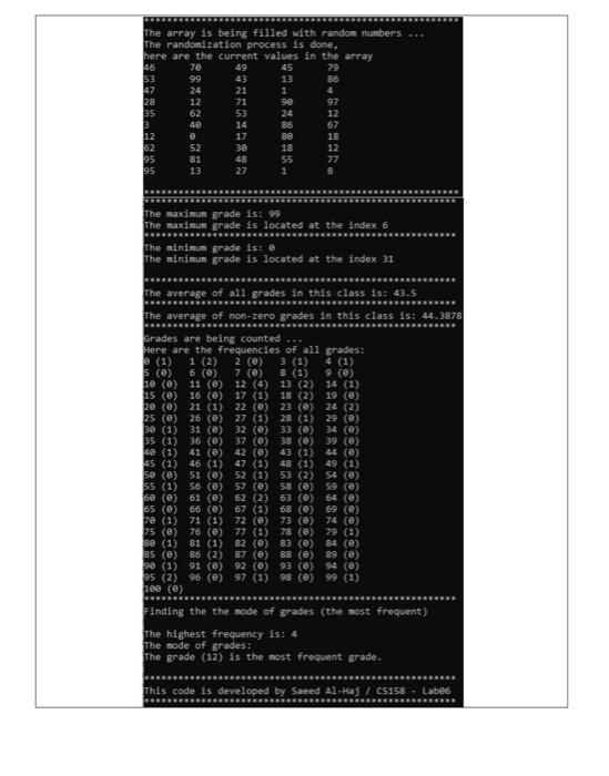 Solved Using arrays, write a C++ program to complete the | Chegg.com