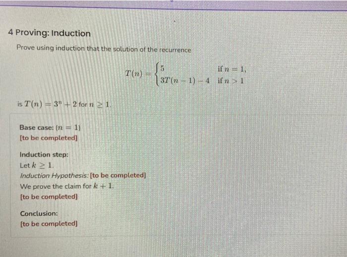 Solved 4 Proving: Induction Prove using induction that the | Chegg.com