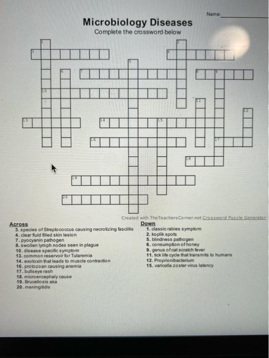 Solved Name: Microbiology Diseases Complete the | Chegg.com